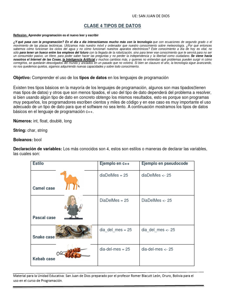 Clase 4 Tipos de Datos | PDF