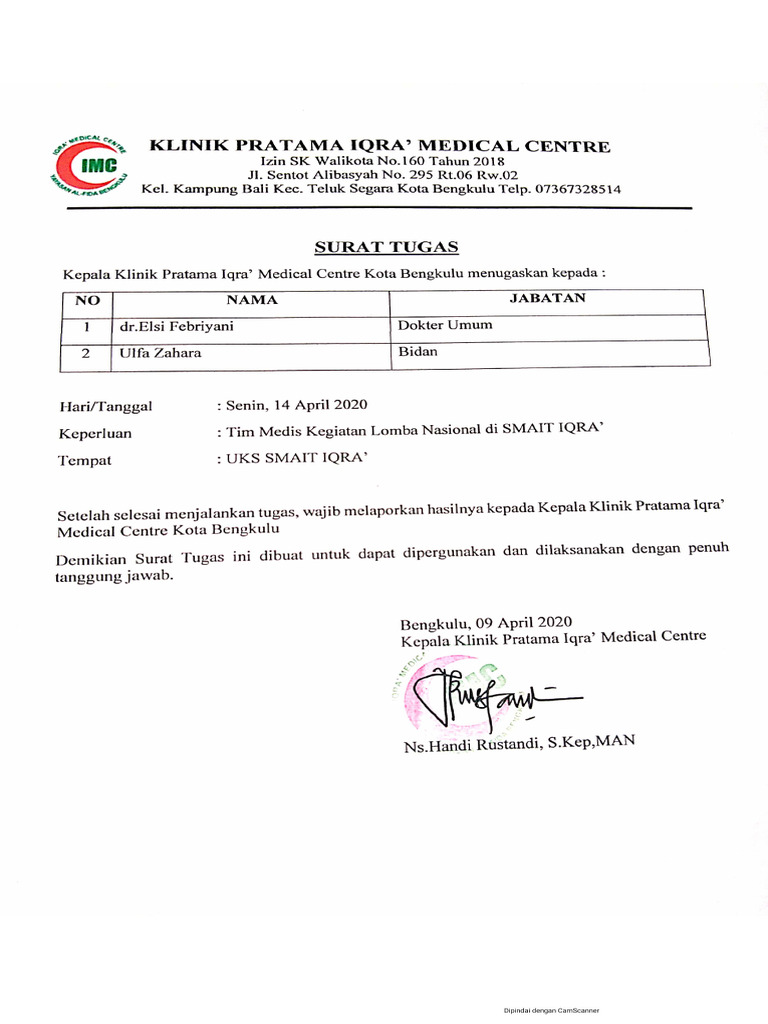 Surat Tugas Tim Medis | PDF