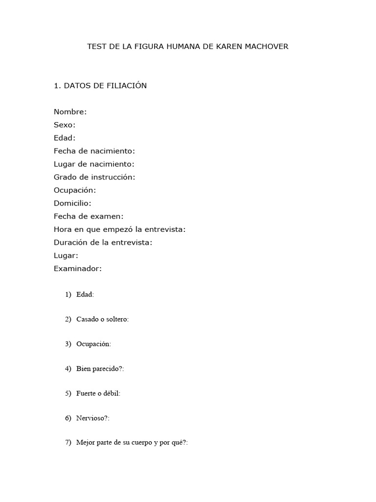 Test de La Figura Humana de Karen Machover | PDF