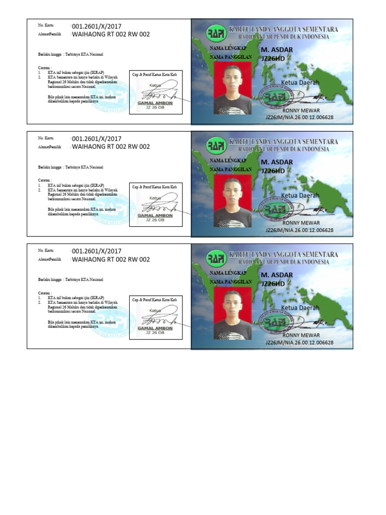 Master Id Card Sementara | PDF