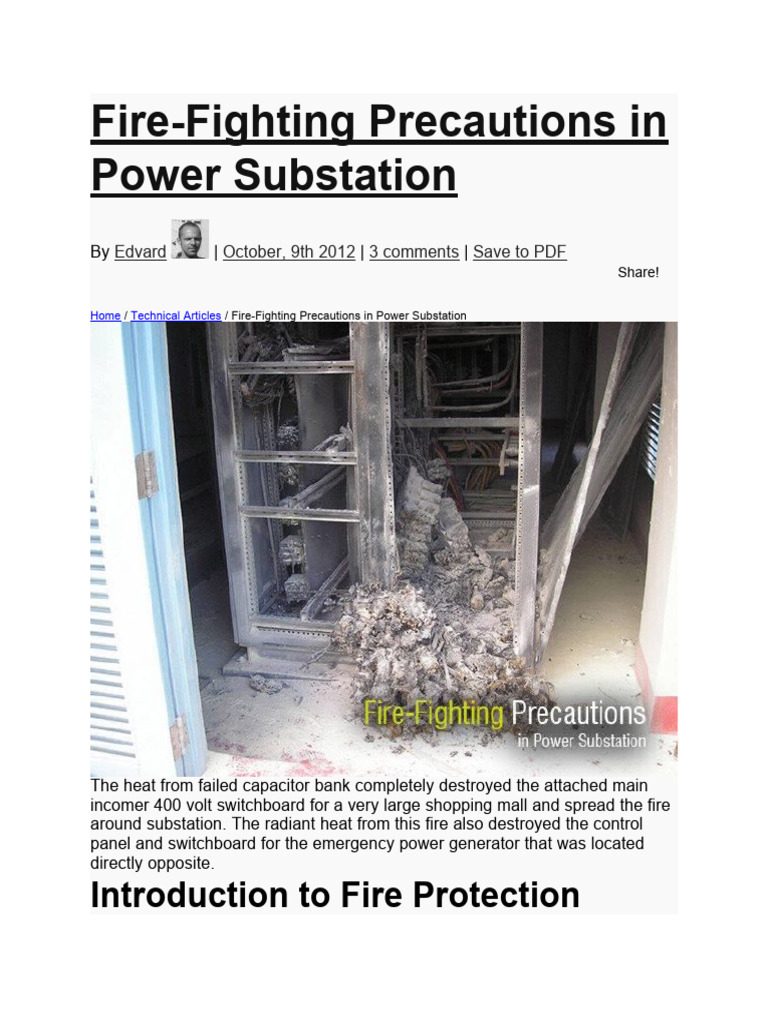 Fire-Fighting Precautions in Substation | PDF | Firefighting ...