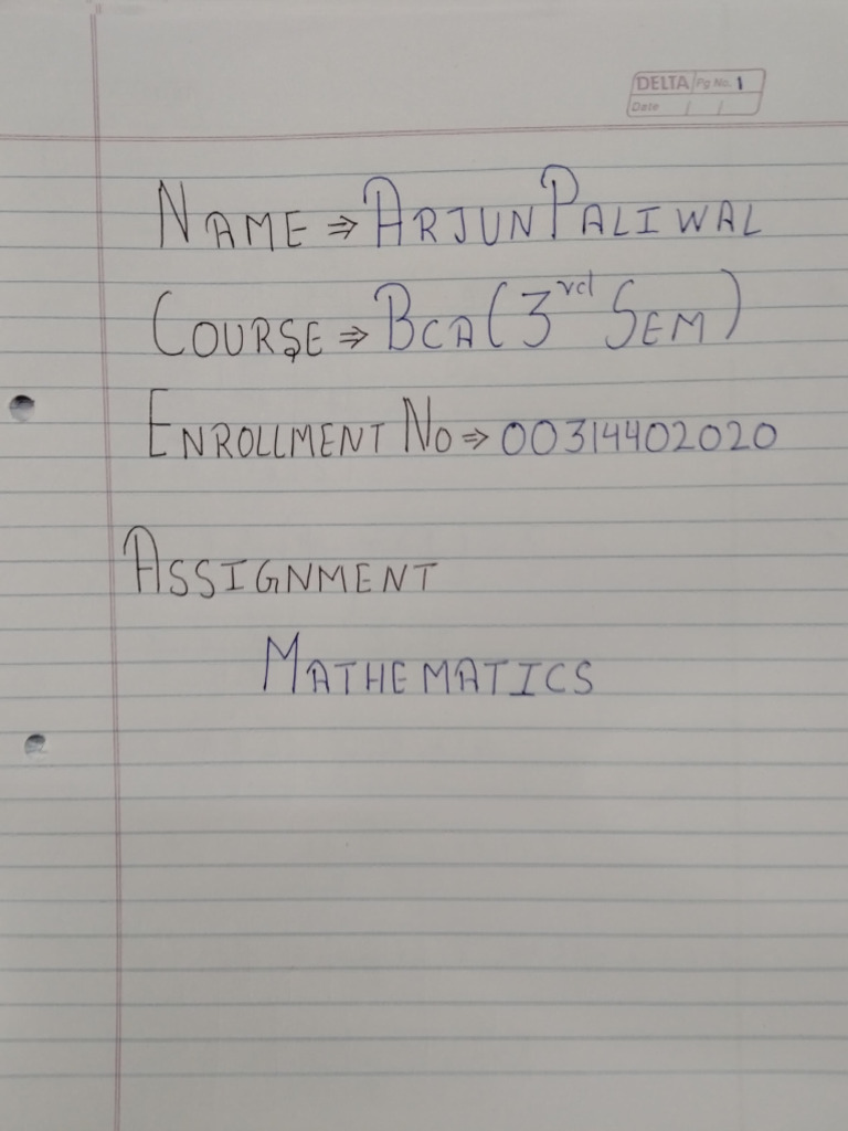 Arjun Paliwal Maths Assignment | PDF