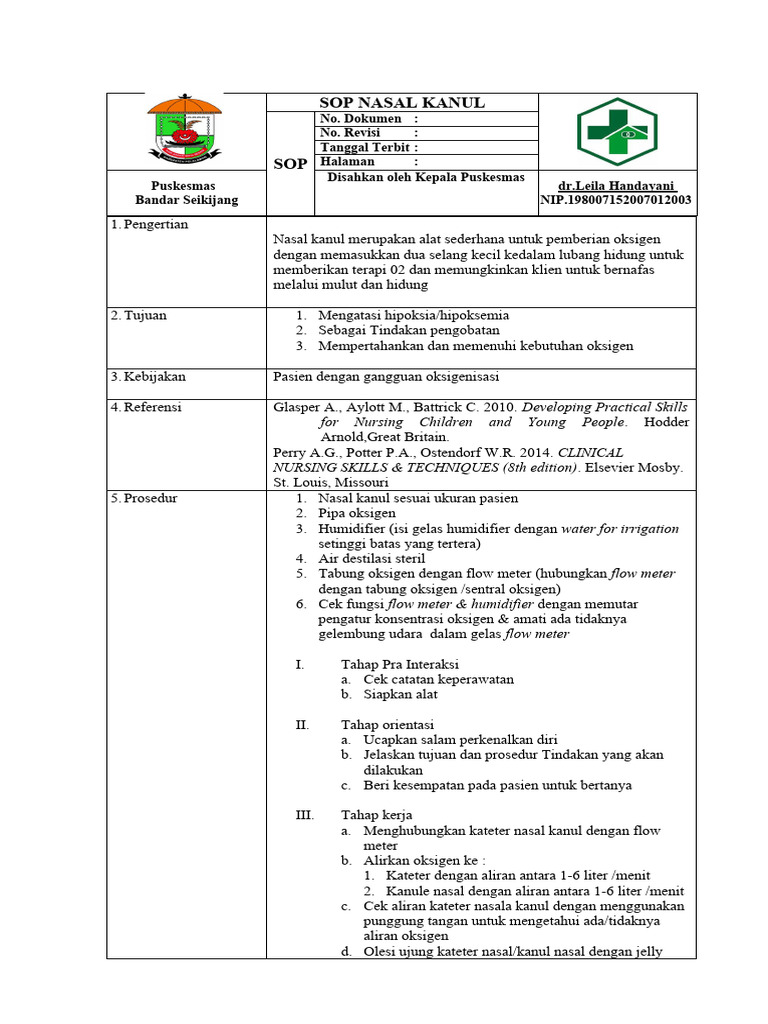 Sop Pemberian Oksigen | PDF