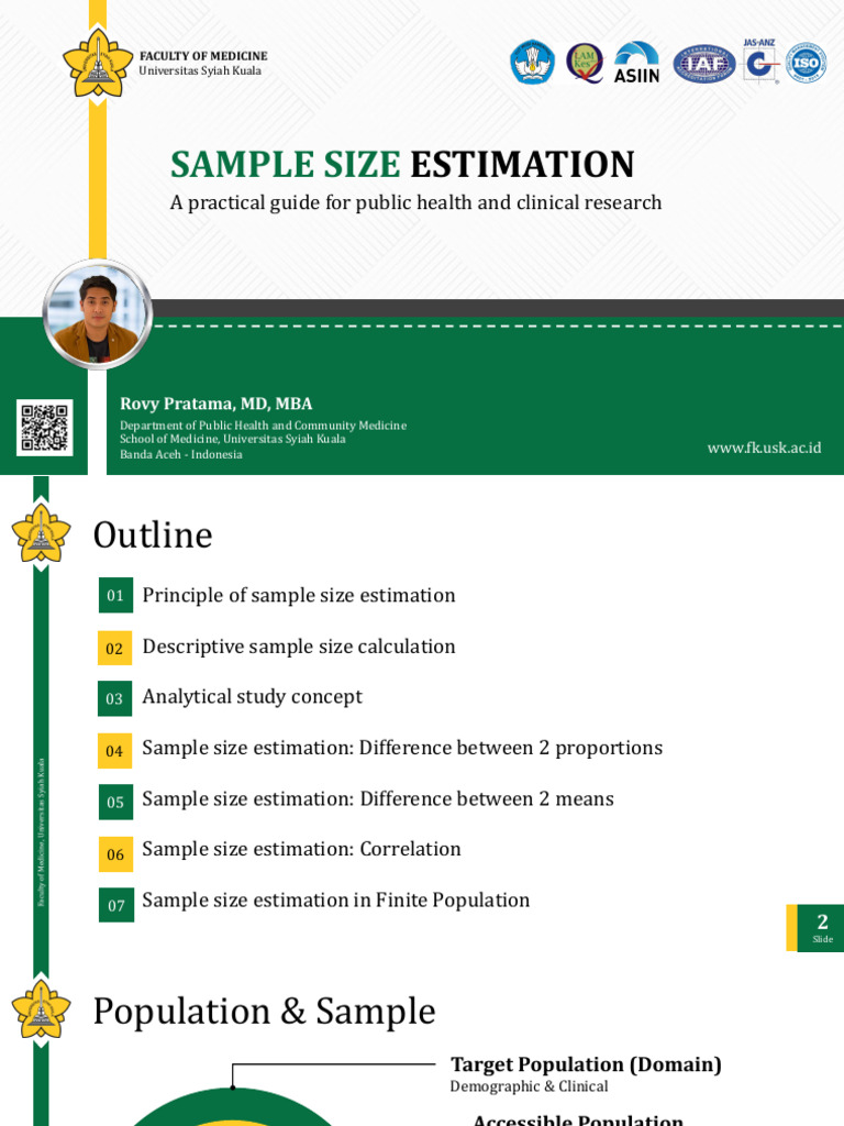 Sample Size Estimation For Public Health and Clinical Research ...