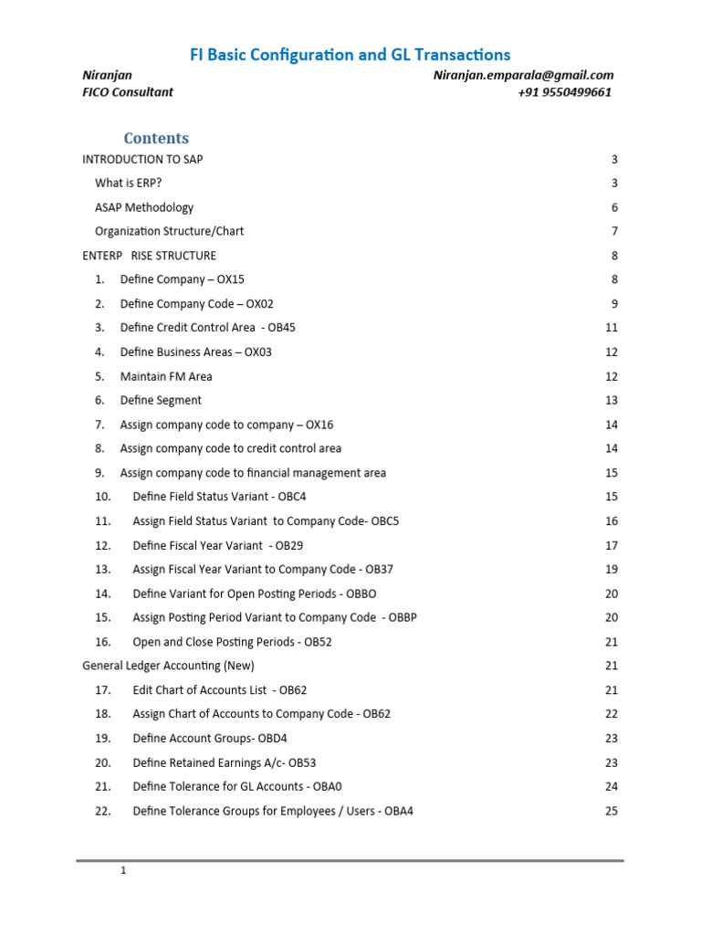 1 - FICO - Basic and GL Configuration Notes | PDF