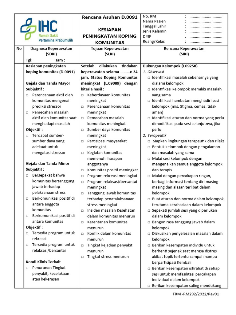 D. 0091 Kesiapan Peningkatan Koping Komunitas | PDF
