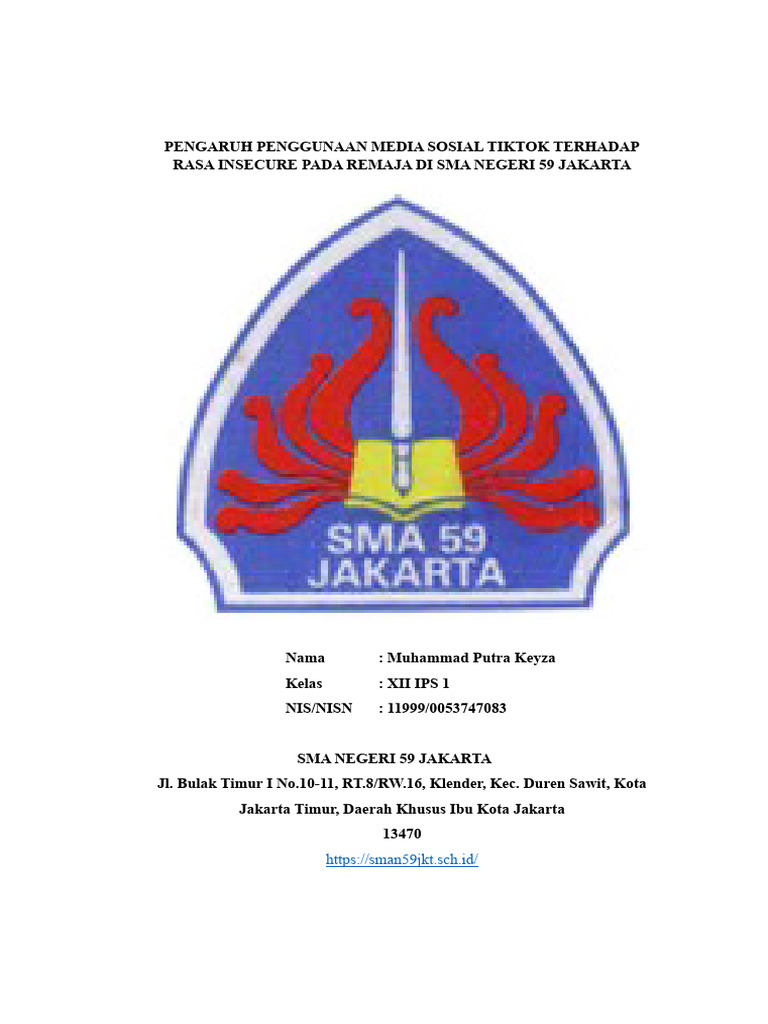 Dampak media sosial tiktok terhadap rasa insecure pada remaja di sma ...