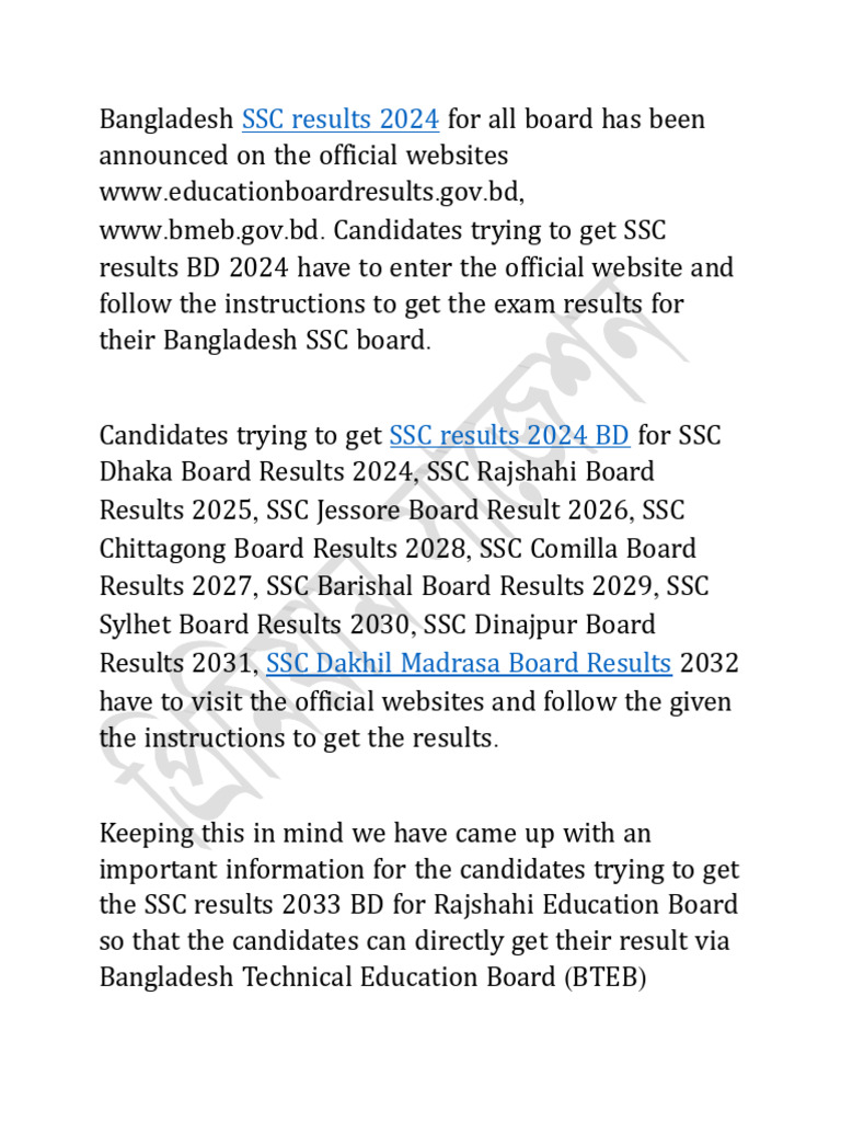 Ssc Result BD SSC Exam Result 2024 Download PDF | PDF