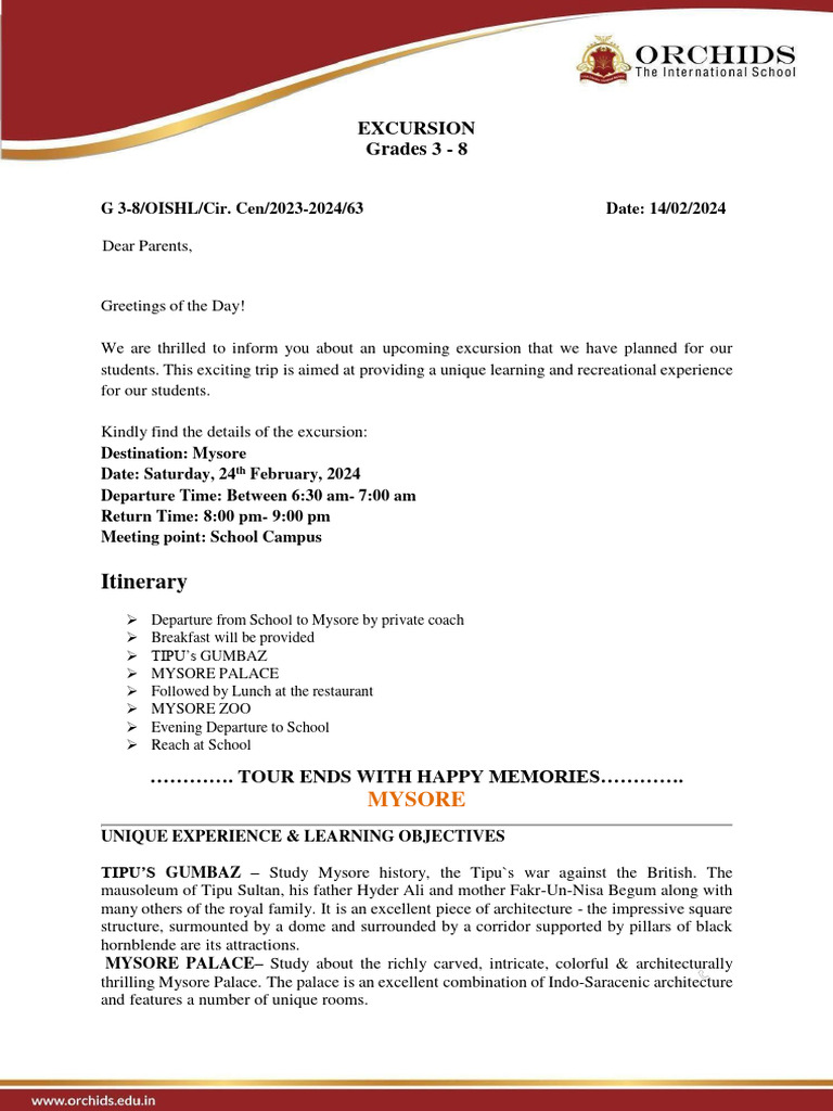 Excursion Mysore Grade 3 8. | PDF