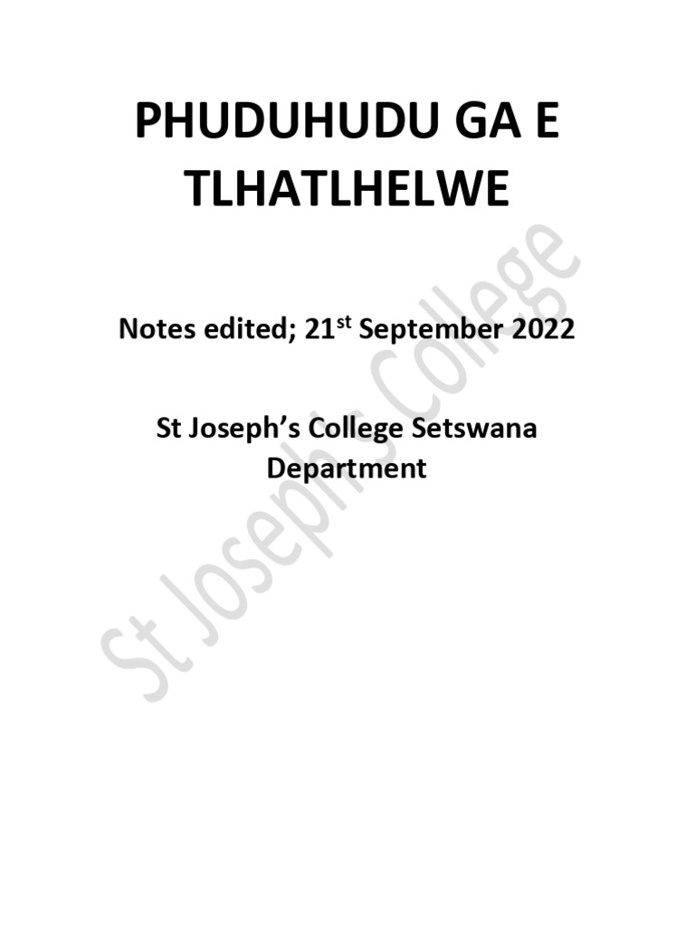 Phuduhudu Ga E Tlhatlhelwe | PDF