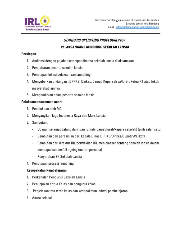 STANDARD OPERATING PROCEDURE Launching | PDF