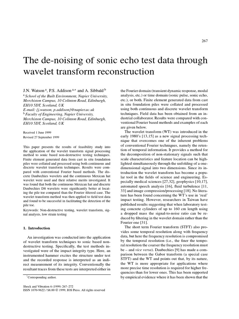 Denoising Data | Download Free PDF | Wavelet | Telecommunications Engineering
