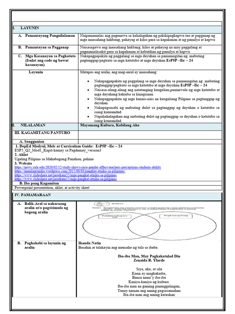 WK3 - Esp5 - Nov 20-24, 2023-Mayamang Kultura, Kabilang Ako | PDF