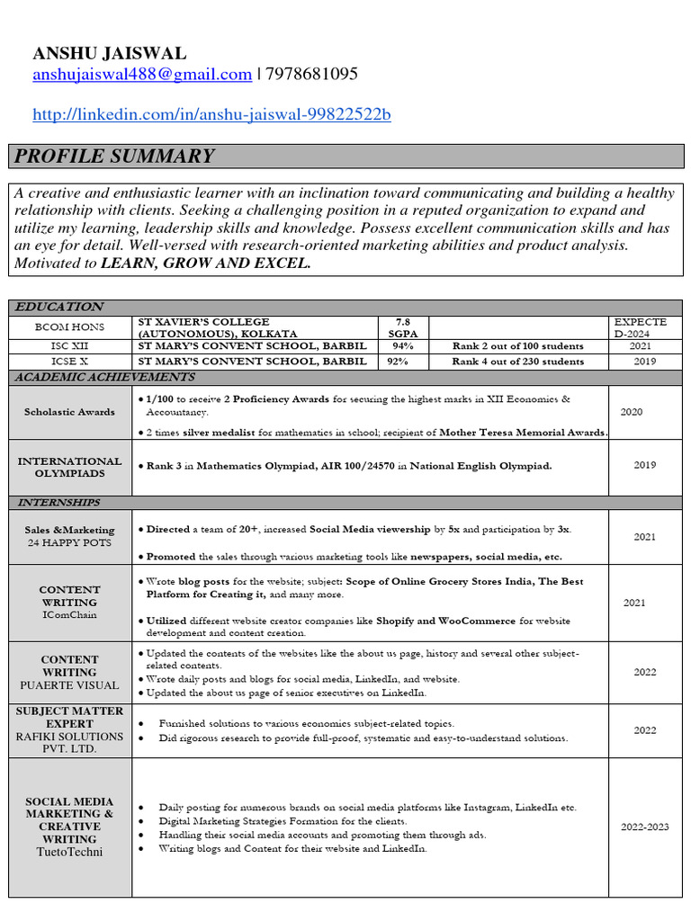 Anshu Jaiswal Cv.A | PDF | Social Media | Popular Culture & Media Studies