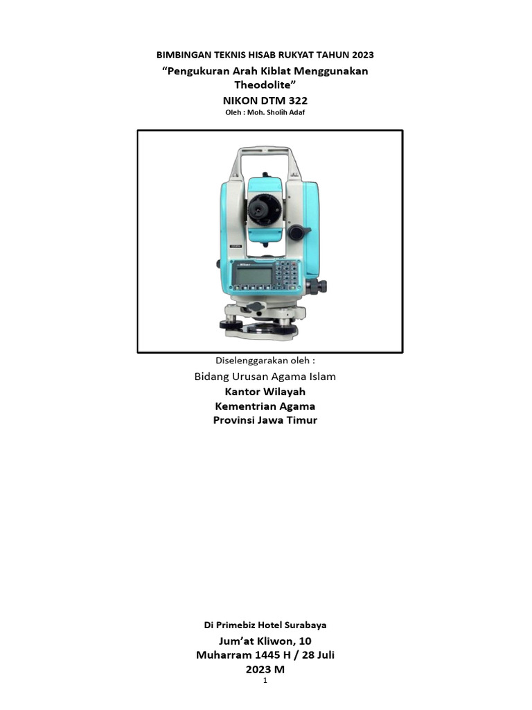 Pengukuran Arah Kiblat Menggunakan Theodolite Kemenag - 2 | PDF