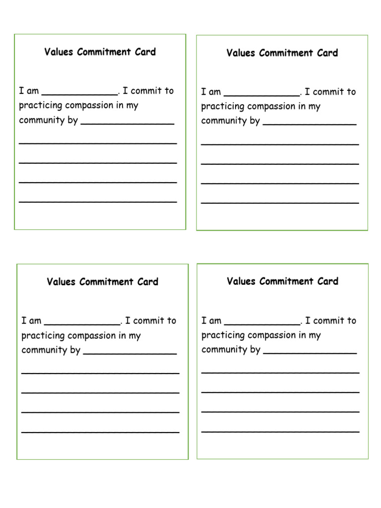 Values Commitment Card | PDF