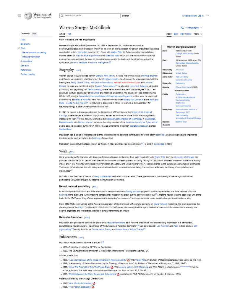 En Wikipedia Org Wiki Warren - Sturgis - McCulloch | PDF