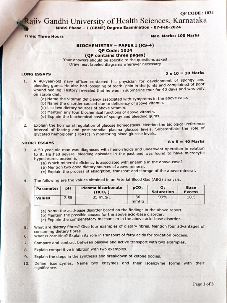 Biochemistry Paper | PDF