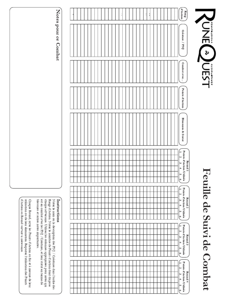 RQ6-Feuille de Suivi de Combat | PDF