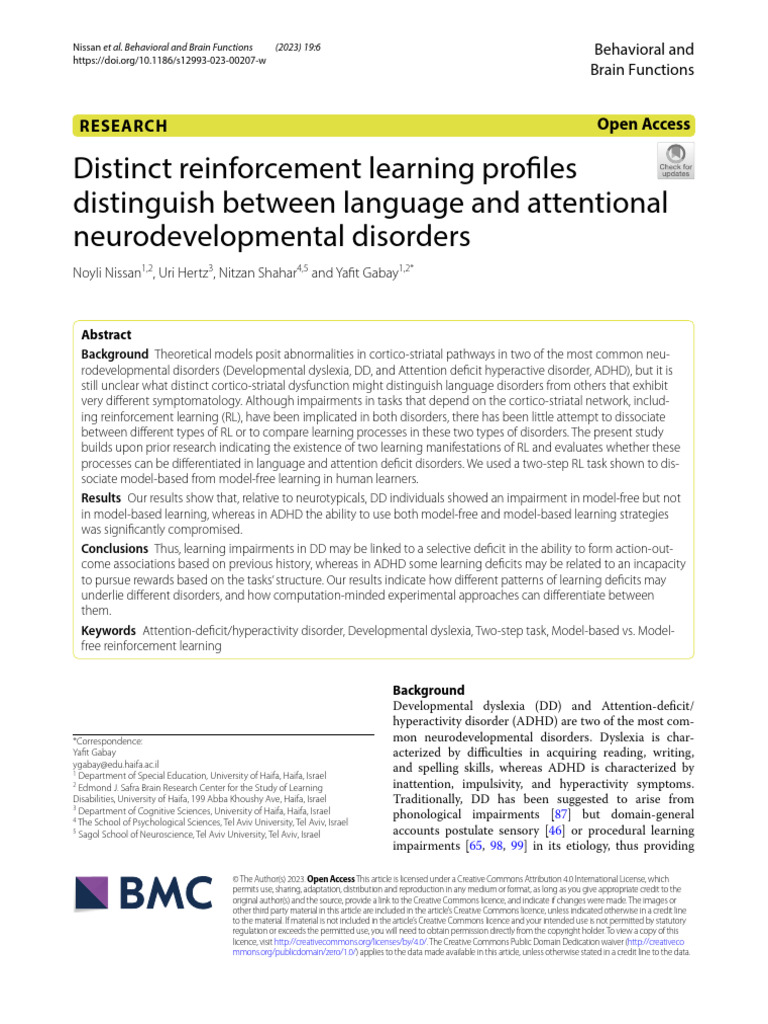 Distinct Reinforcement Learning Profiles Distinguish Between Language And Attentional
