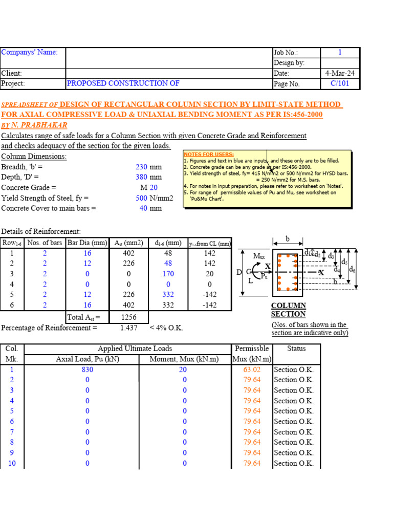 Columnn Design | PDF | Materials | Building Technology