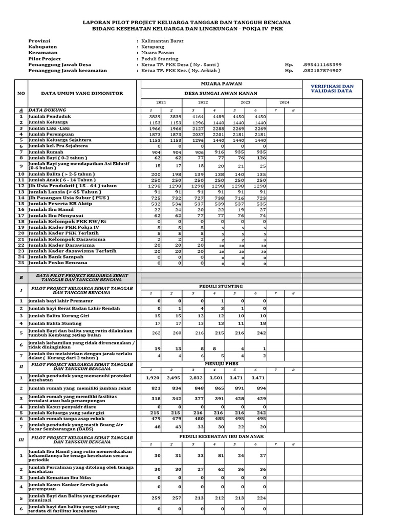 Laporan Pilot Project Peduli Stunting di Muara Pawan | PDF