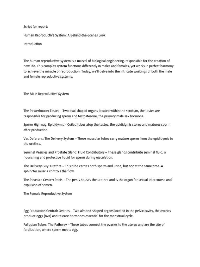 Script Human Reproductive System Report | PDF | Reproductive System ...