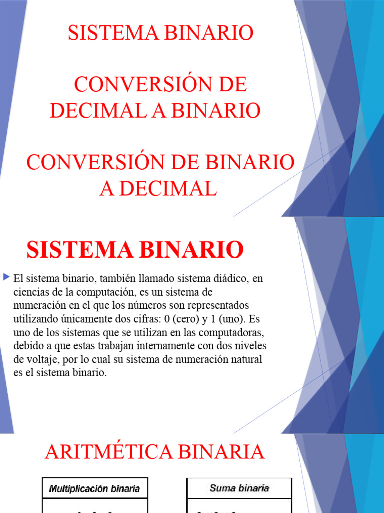Sistema Binario Conversion de Decimal a Binario y de Bianrio a Decimal | PDF | División ...