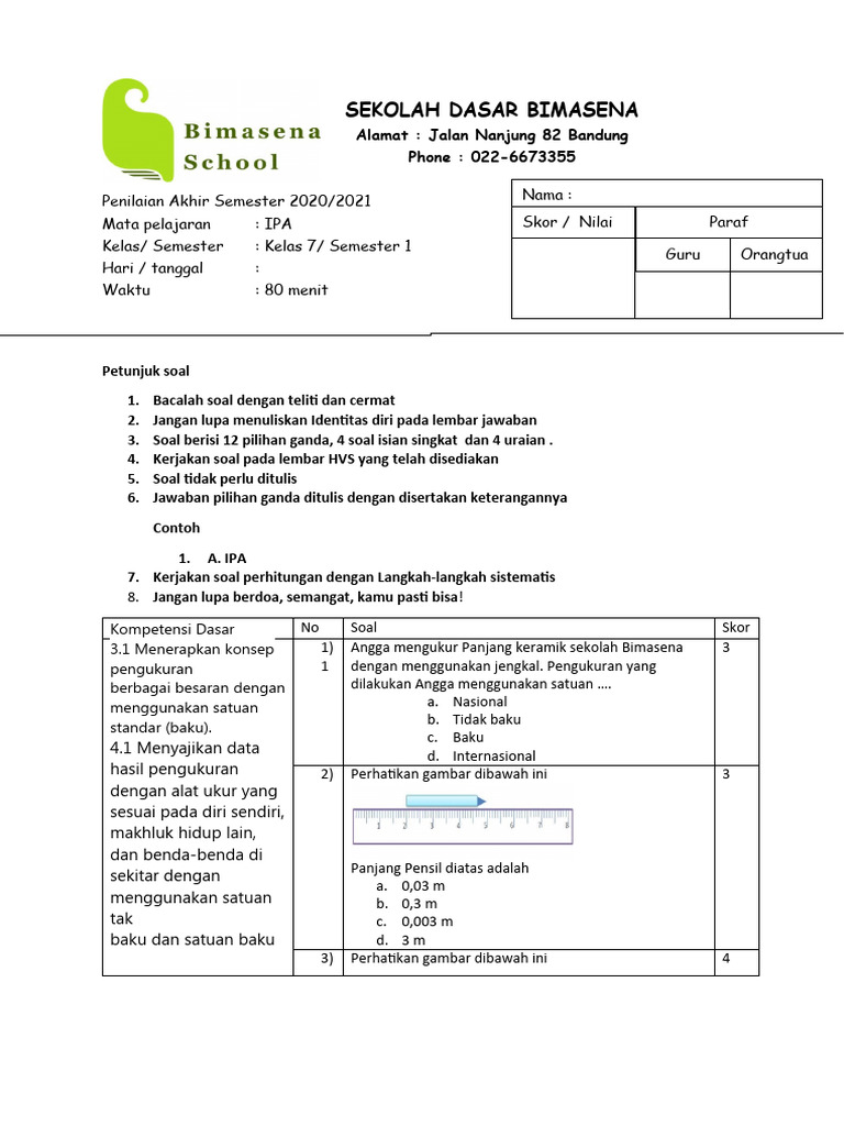 Soal UAS | PDF | Sains & Matematika