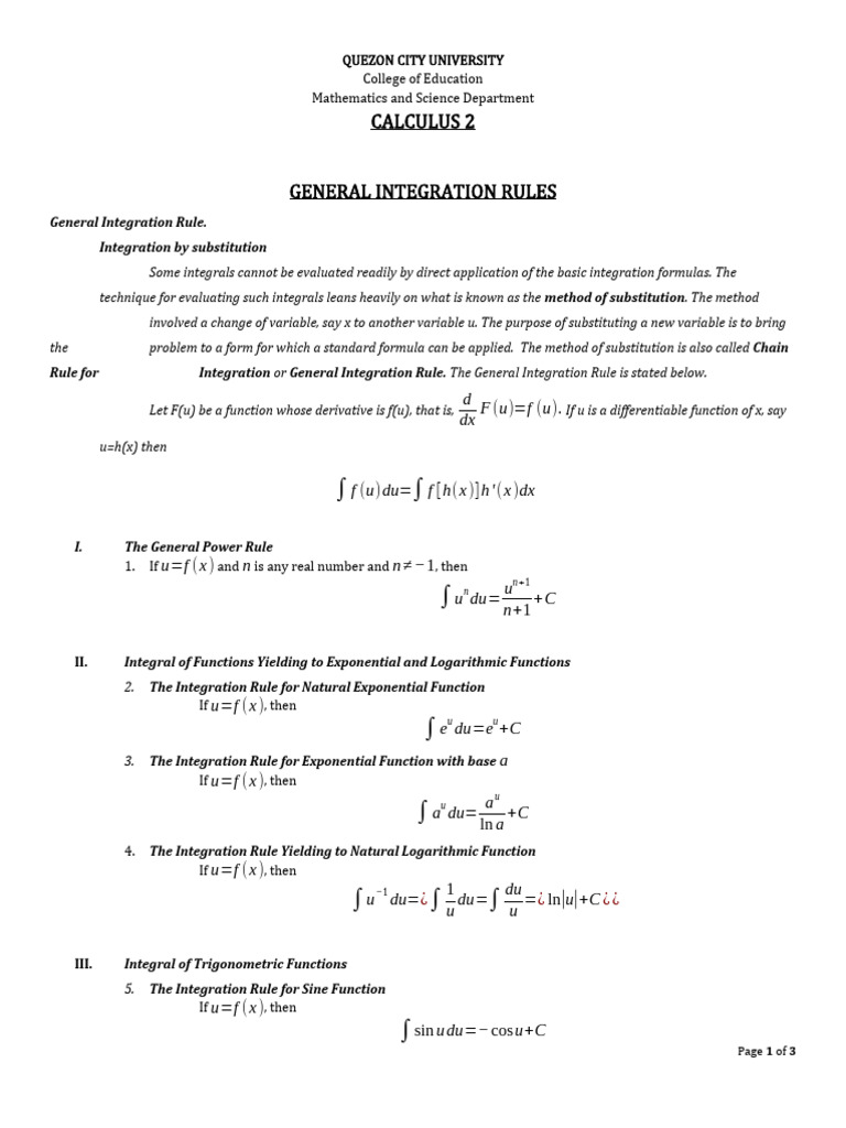 General Integration Rules | PDF