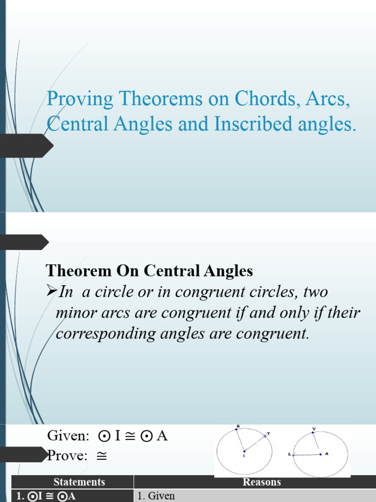Proving Theorems On Chords, Arcs, Central | PDF | Foreign Language ...