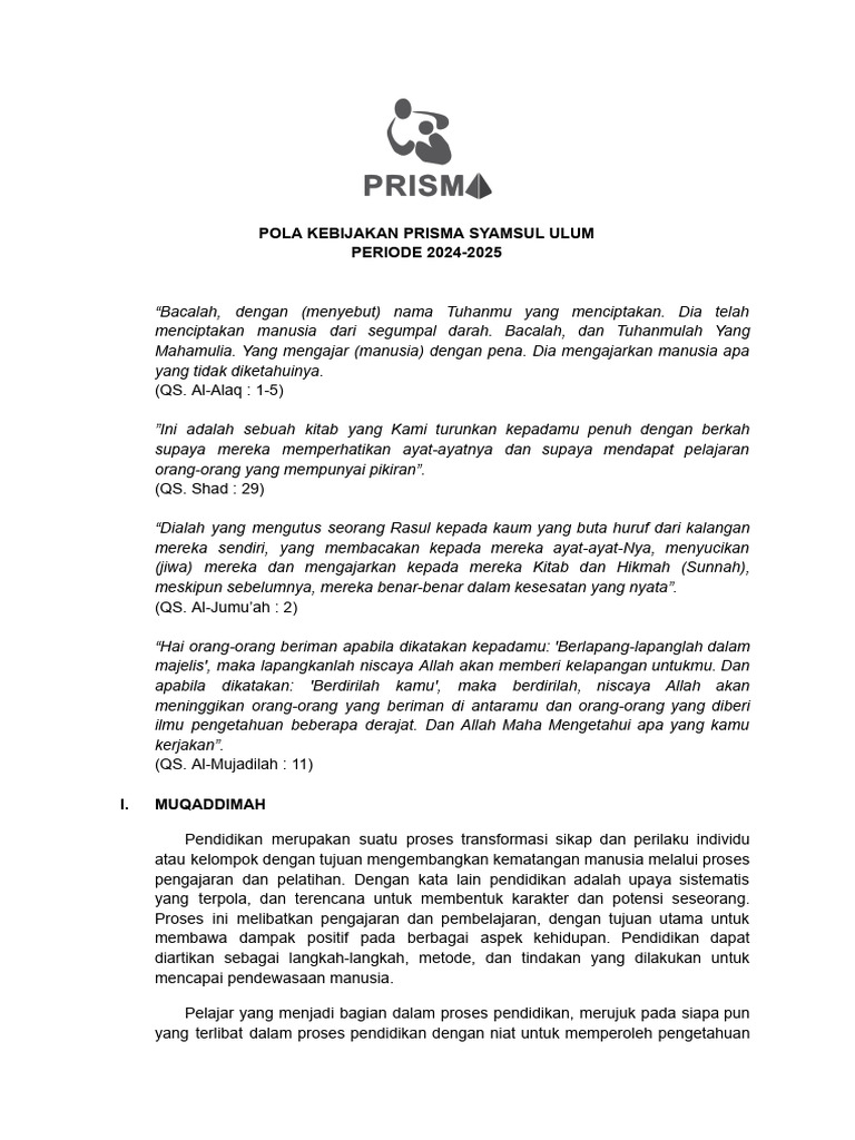 Pola Kebijakan Prisma Syamsul Ulum 24-25 | PDF
