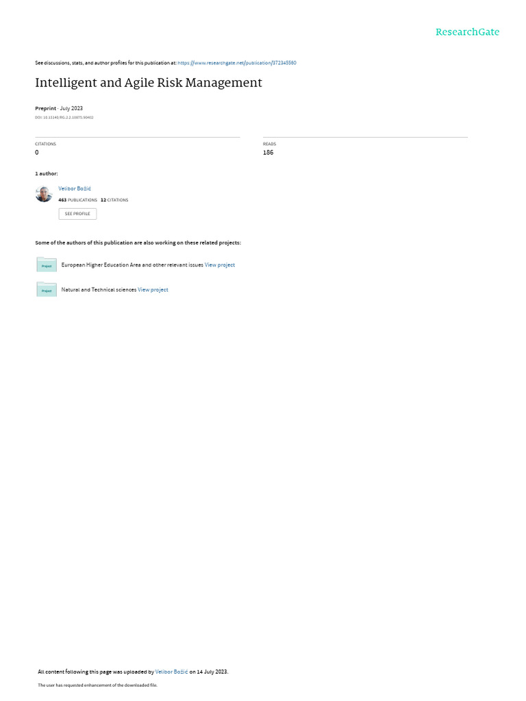 Intelligent and Agile Risk Management | PDF | Risk Management | Risk