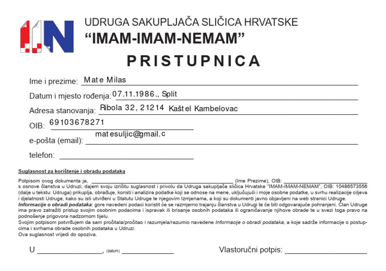 Pristupnica A5 | PDF