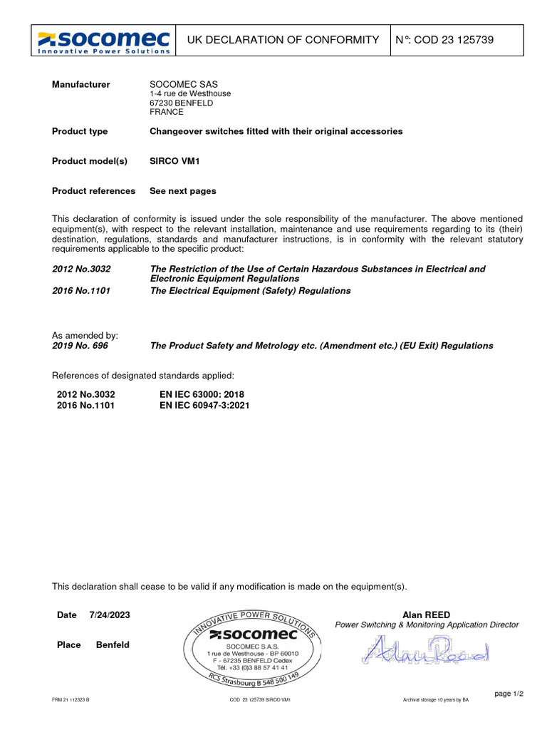 Sirco-Vm1 Uk-Declaration Declaration-Of-Conformity 2023-07 Cod 23 ...