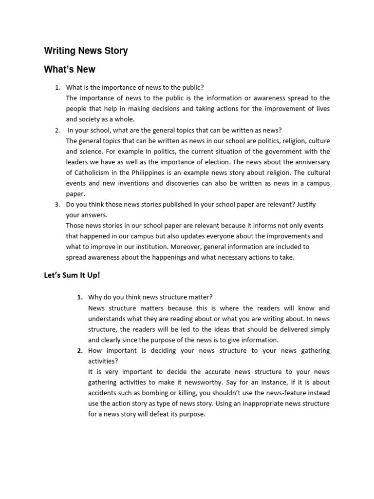 Writing News Story | PDF