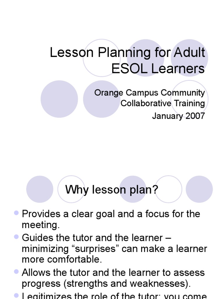 Effective Lesson Planning for Adults | PDF | English As A Second Or ...