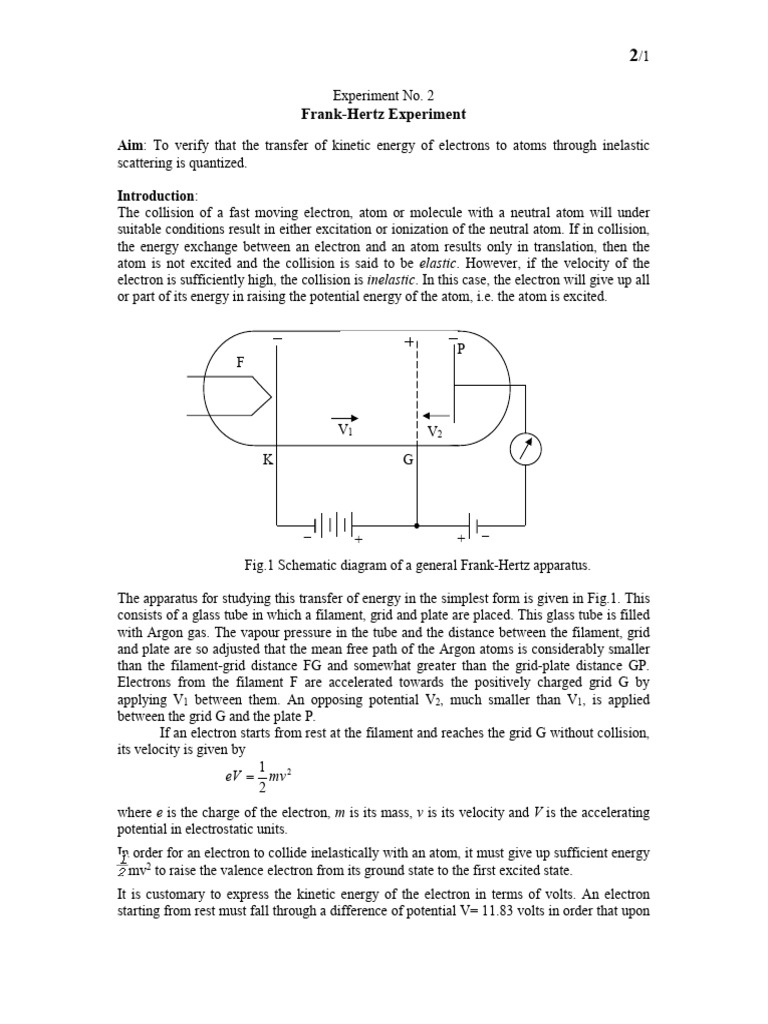 2) Frank Hertz Experiment | PDF | Science & Mathematics