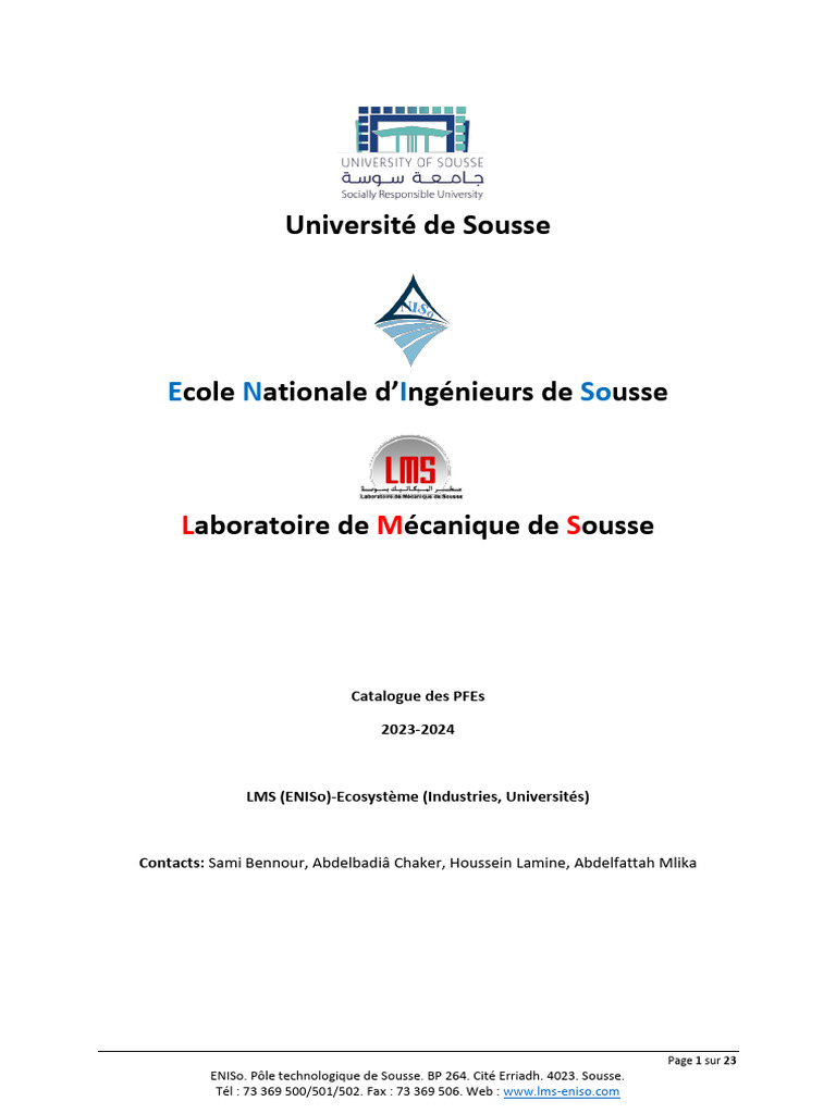 Catalogue PFE ENISo LMS 2024 | PDF