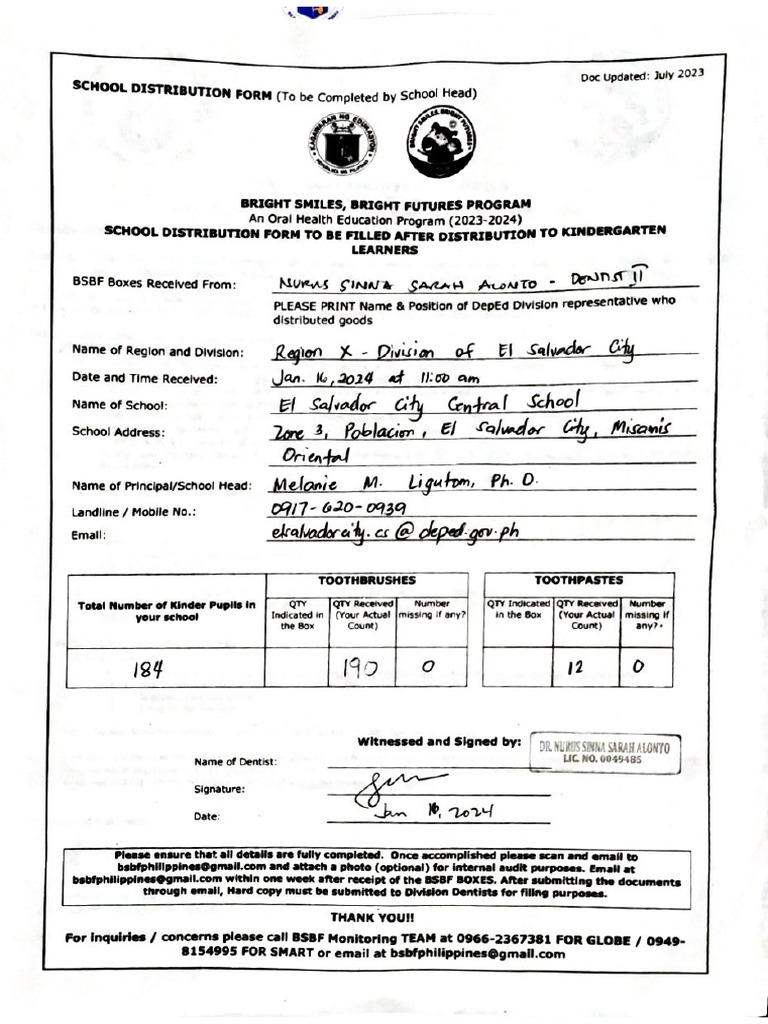 School Distribution Form | PDF