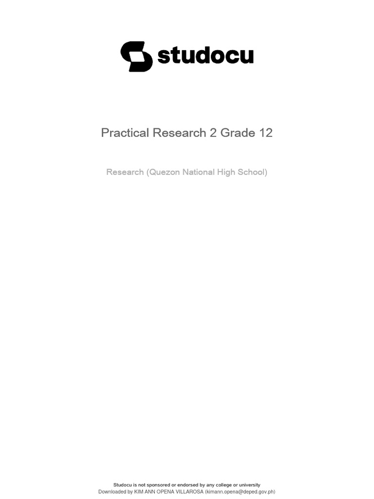 Practical Research 2 Grade 12 | PDF | Learning | Methodology