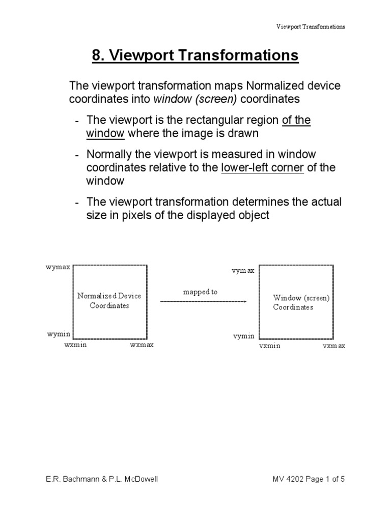 OpenGL Viewport Transformations | PDF | Scientific Modeling | Computer Vision