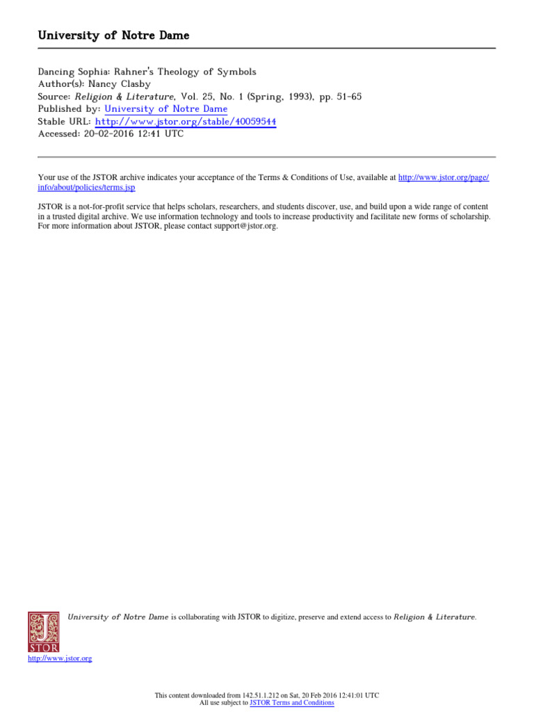 Rahner Theology of Symbol | PDF