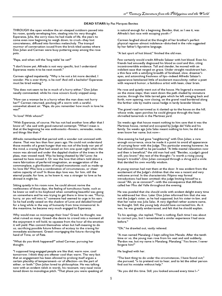 Dead Stars by Paz Marquez Benitez | PDF