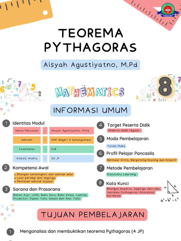 Modul Ajar Teorema Pythagoras TP 4 | PDF