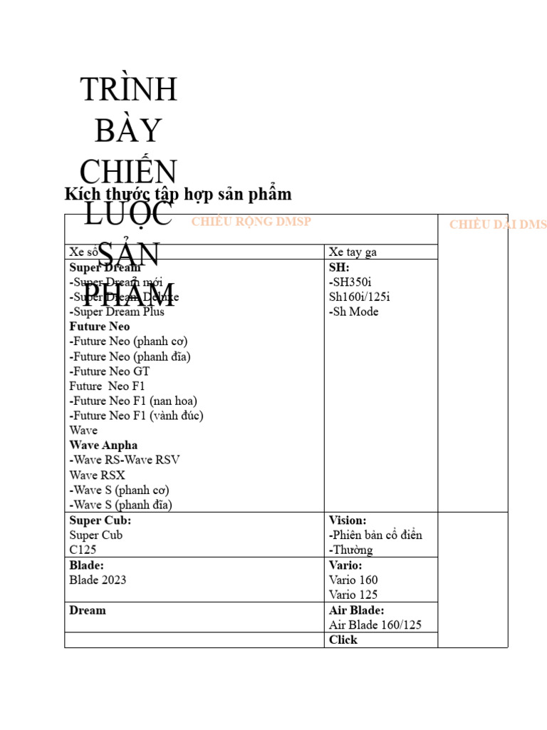 Kích thước tập hợp sản phẩm | PDF