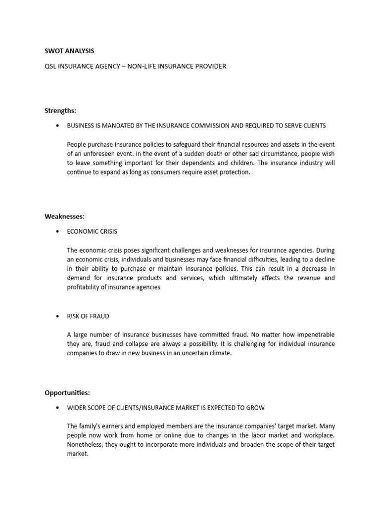 SWOT-ANALYSIS | PDF | Insurance | Economies