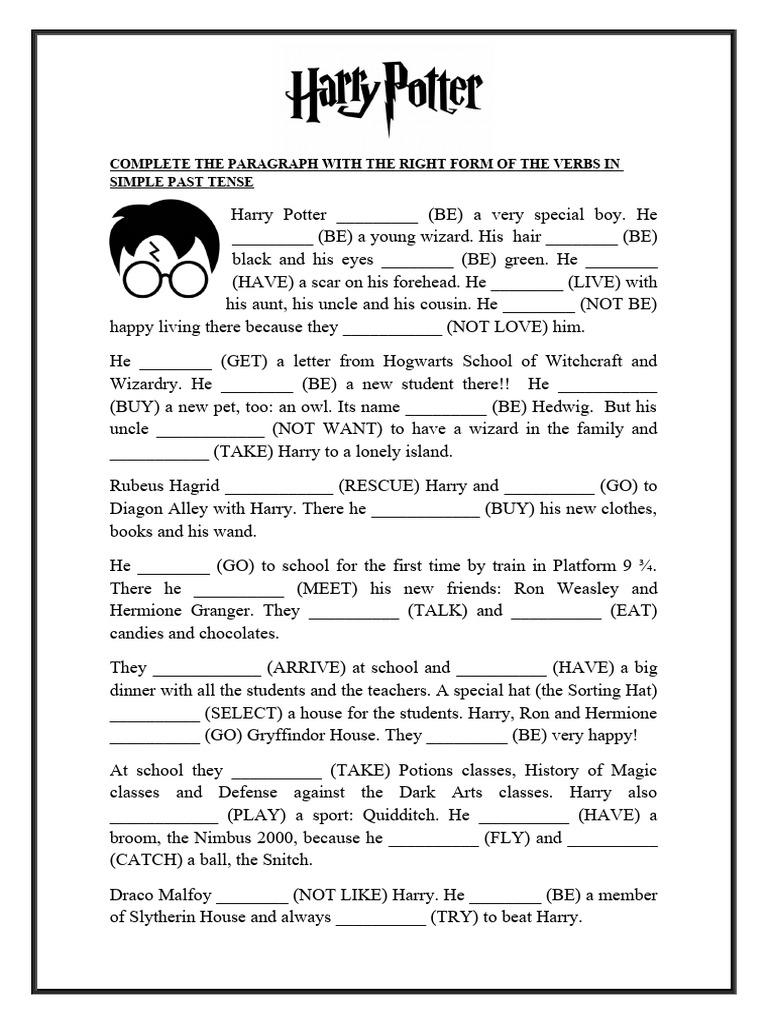 Harry Potter Past Simple Exercises | PDF