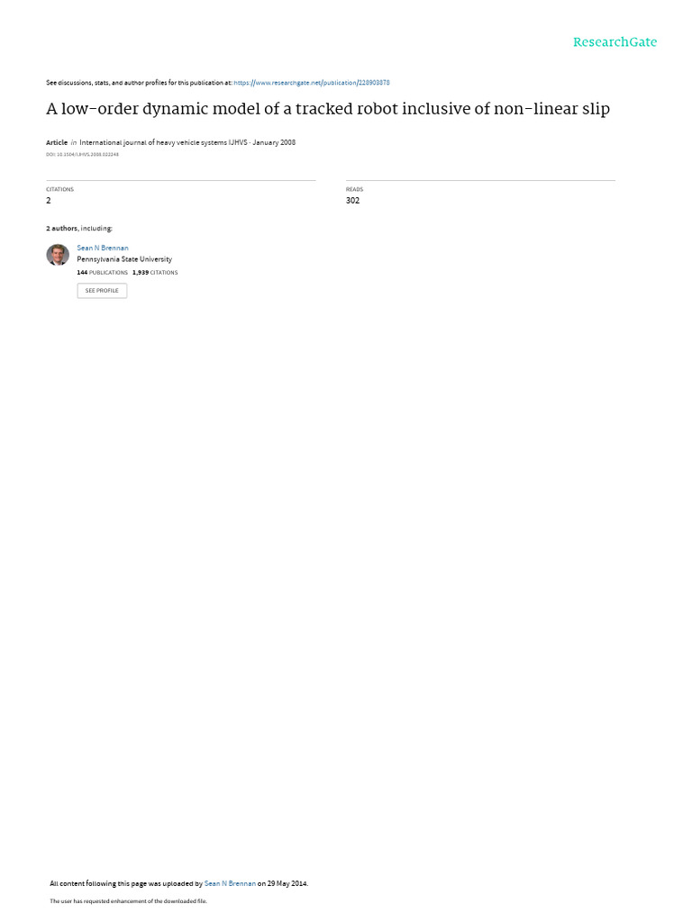 A Low Order Dynamic Model of A Tracked Robot Inclusive of Non-Linear ...