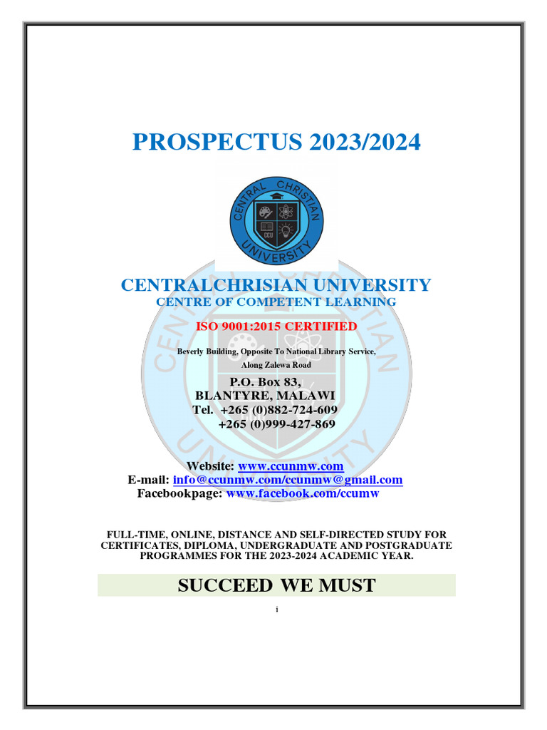 CCU STUDENT PROSPECTUS MANUAL FOR 2023-2024 (2) | PDF